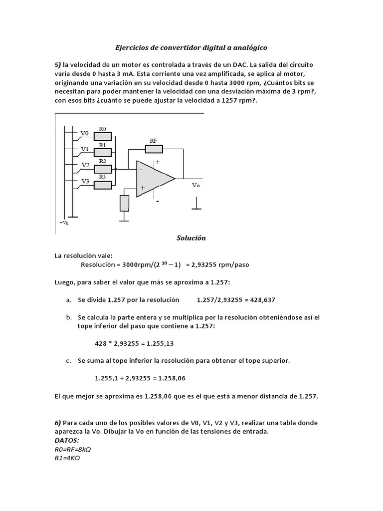 Control de Motor con DAC: Ejercicios | PDF