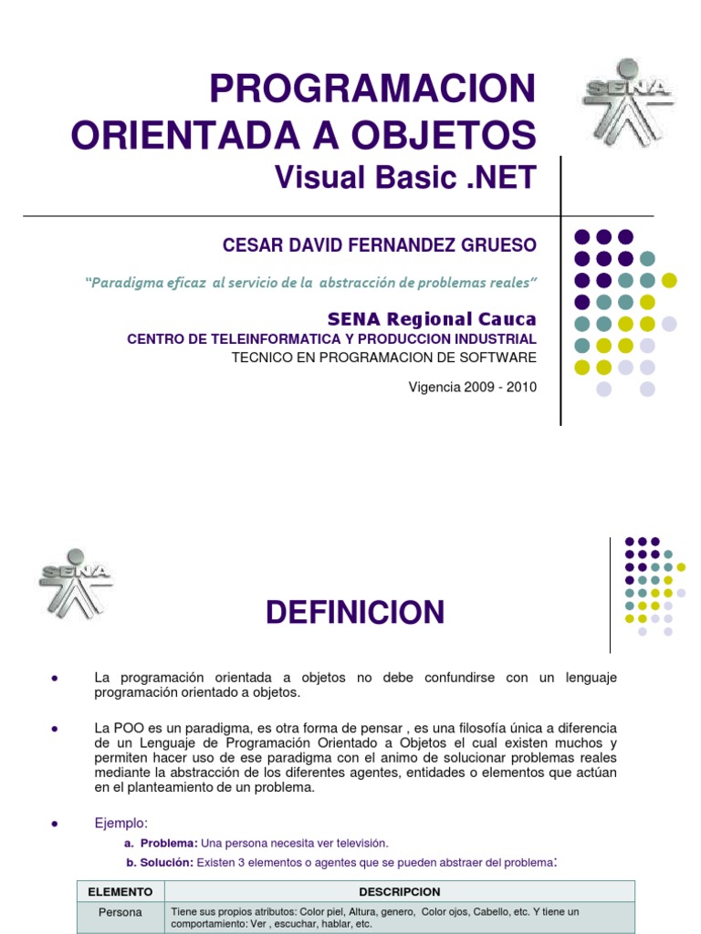POO en Visual Basic .NET: Conceptos Clave | PDF | Objeto (informática ...