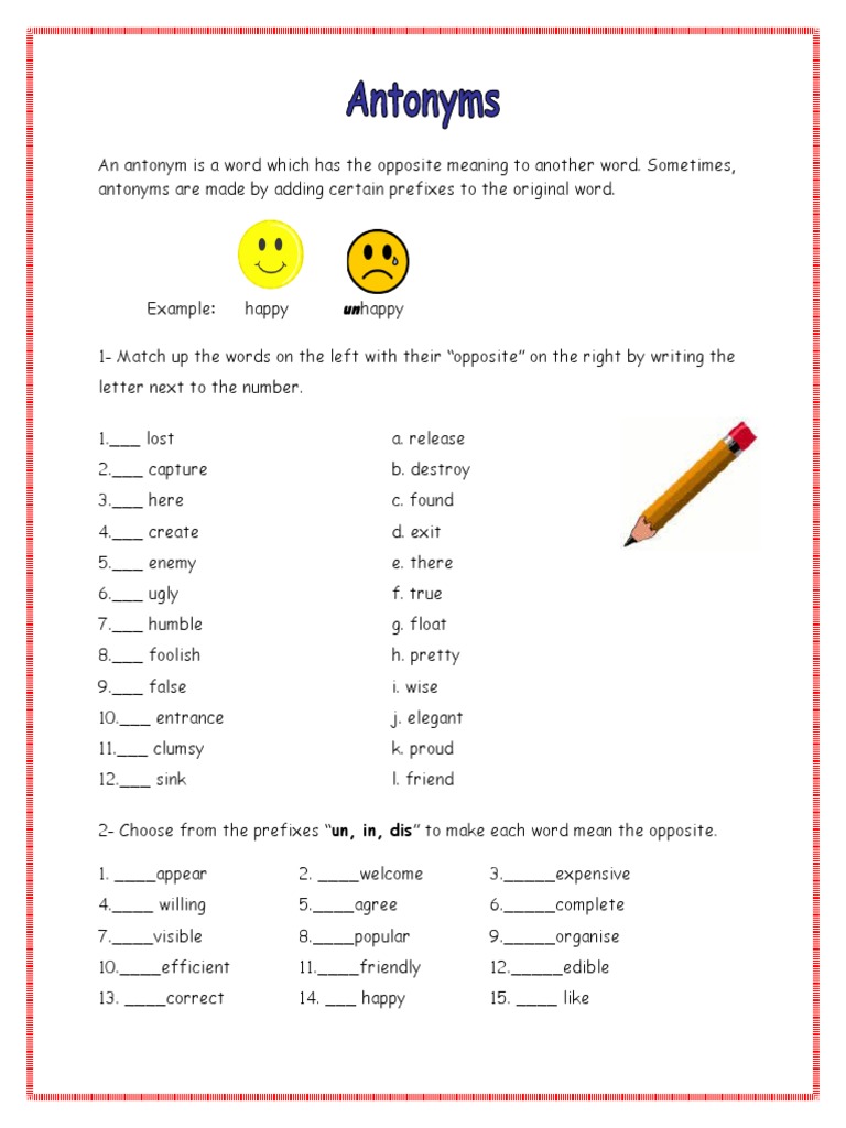 Prefix Un in Dis Worksheet | PDF