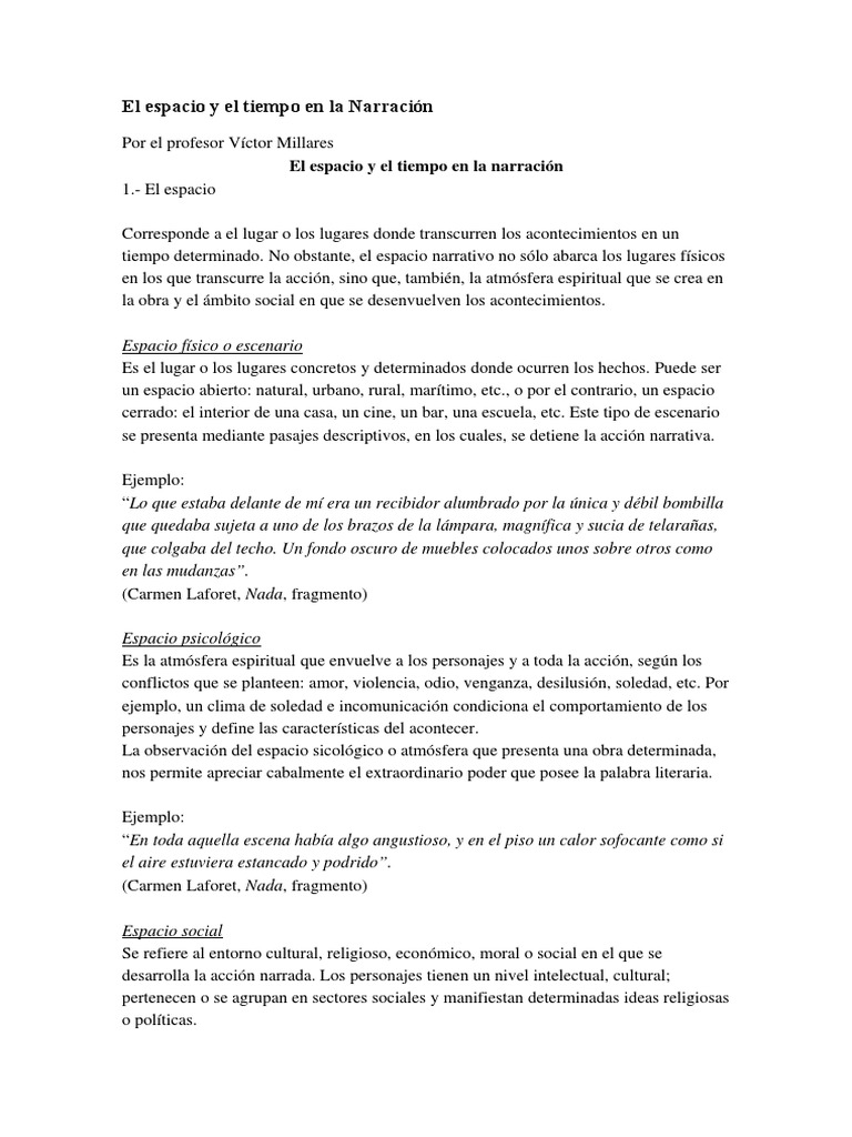 El Espacio y El Tiempo en La Narración | PDF | Narración