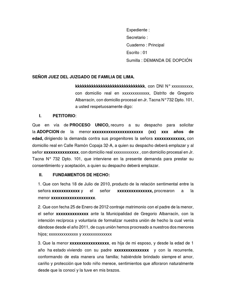 Demanda de Adopcion | PDF | Adopción | Gobierno
