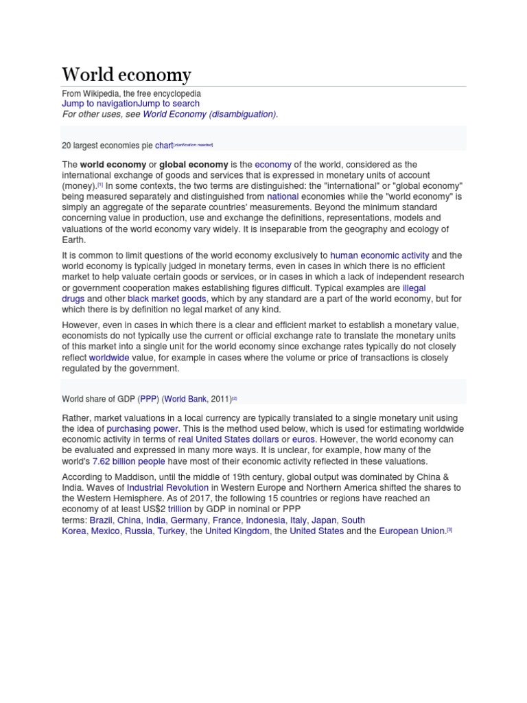 World Economy: For Other Uses, See | PDF | World Economy | Economies