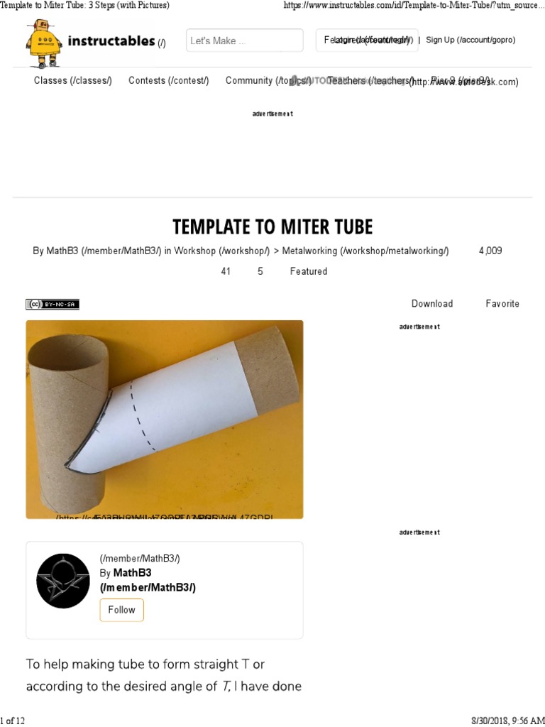 Template To Miter Tubes | PDF