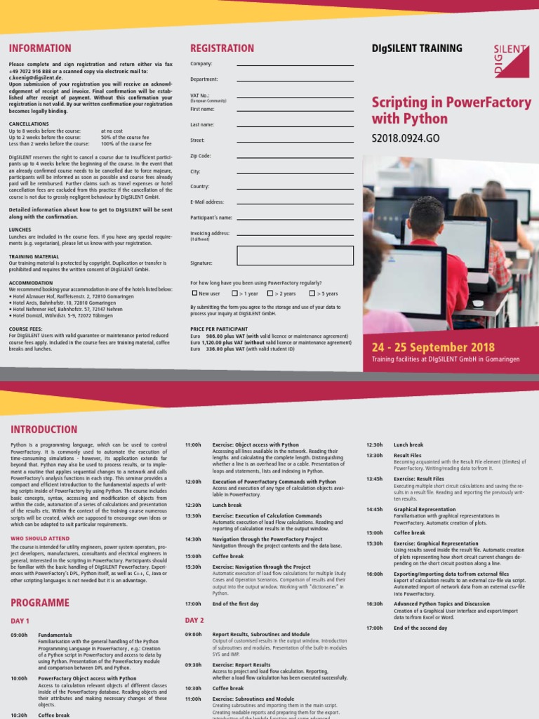 Scripting in Powerfactory With Python: Registration Information | PDF | Python (Programming ...