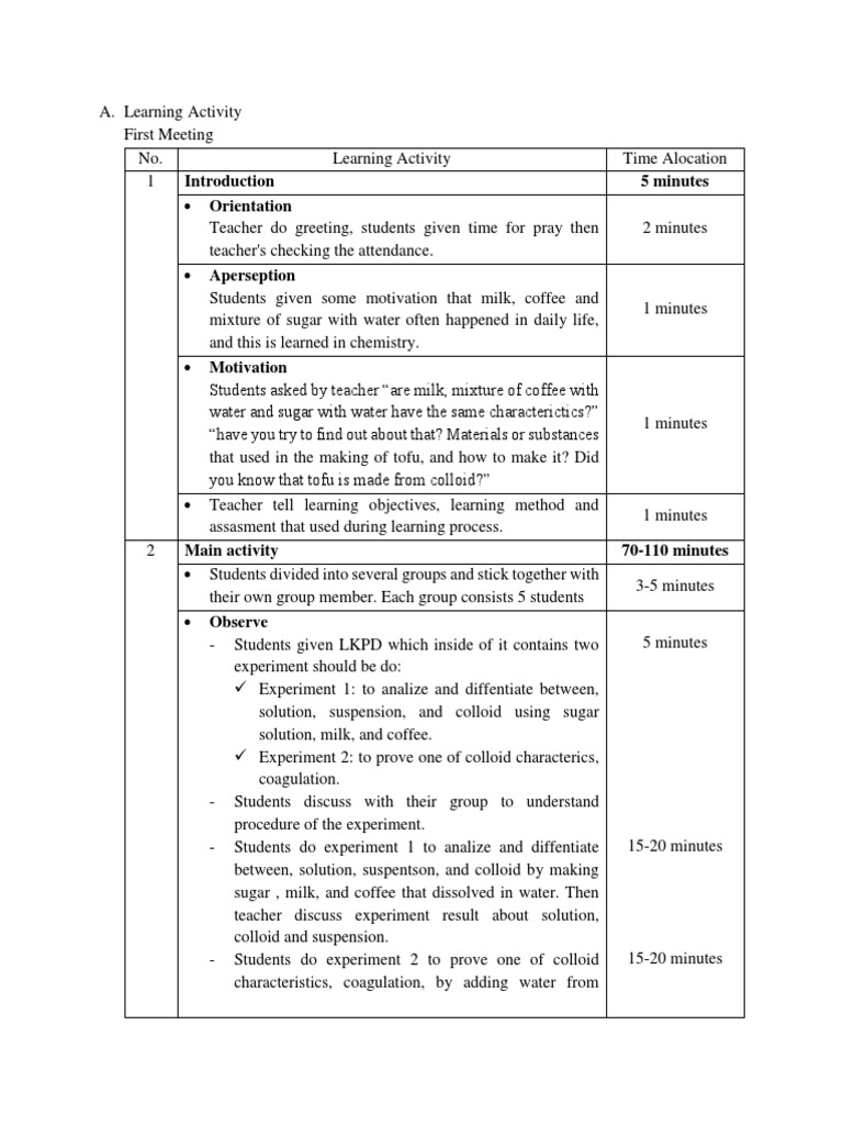 Lesson Plan | PDF | Emulsion | Colloid