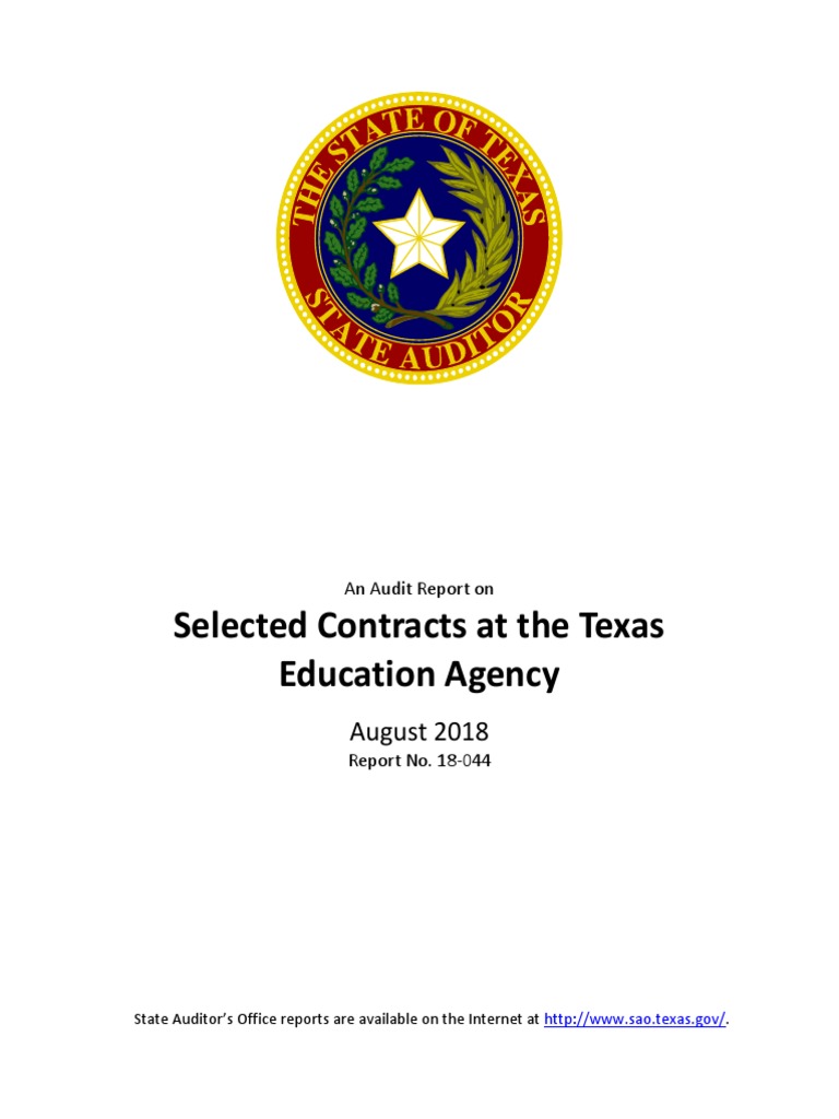 Audit of Texas Education Agency selected contracts | Audit ...