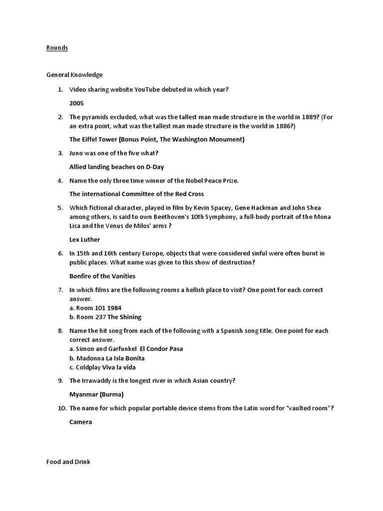 Questions and Answers | PDF | Leisure