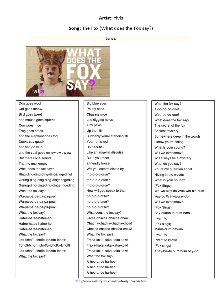 Ylvis - The Fox What Does The Fox Say PDF | PDF | Leisure