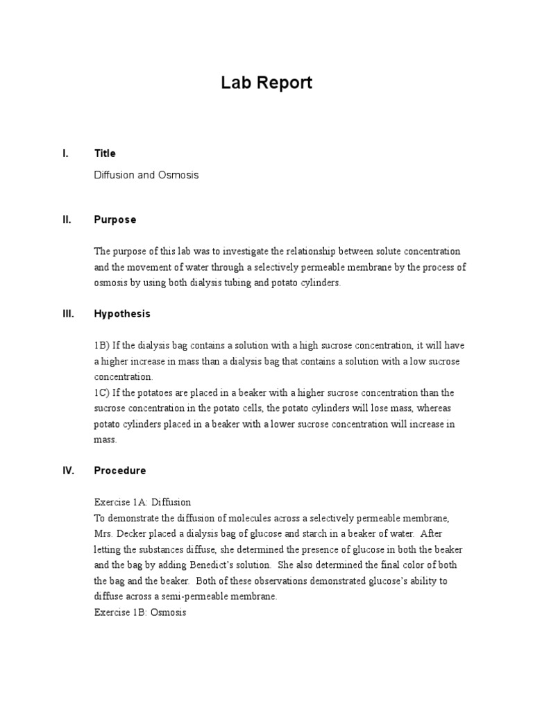 Osmosis Lab | PDF | Osmosis | Cell Membrane