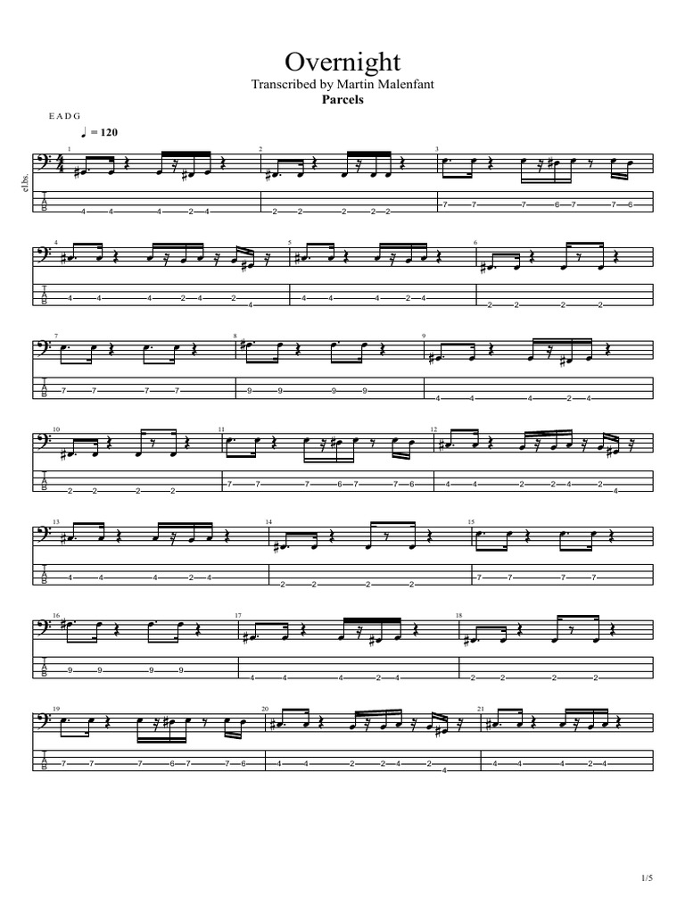 Parcels - Overnight (Bass Tab) | PDF