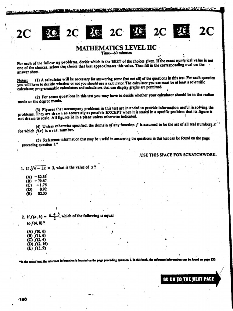 Collegeboard SAT Mathematics Level 2 - Form 3PBC.pdf | Standardized ...