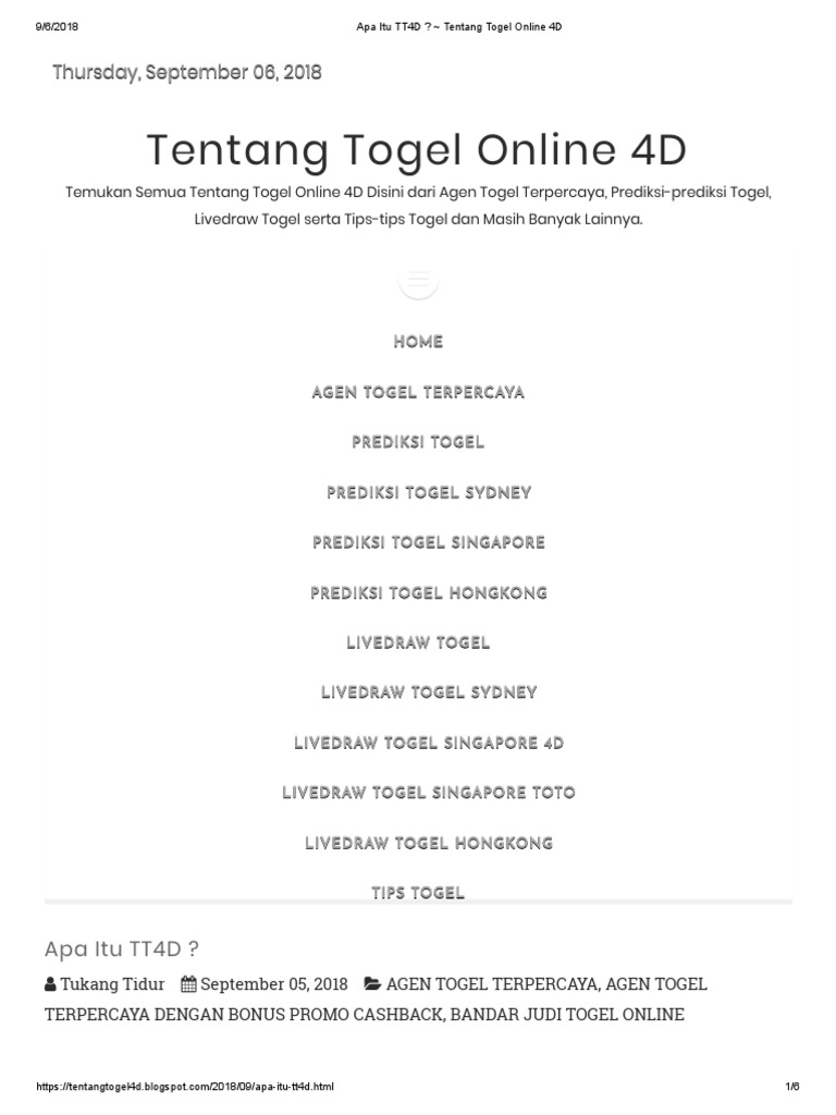 Apa Itu TT4D - Tentang Togel Online 4D | PDF