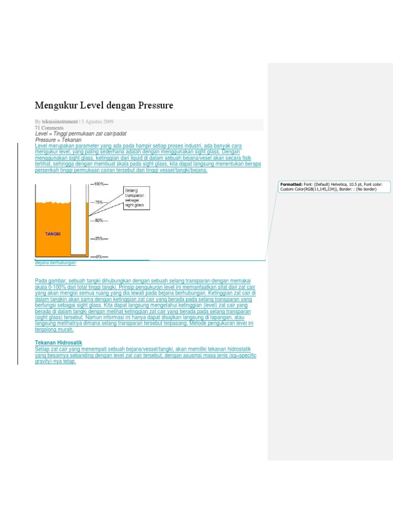 Mengukur Level Dengan Pressure | PDF