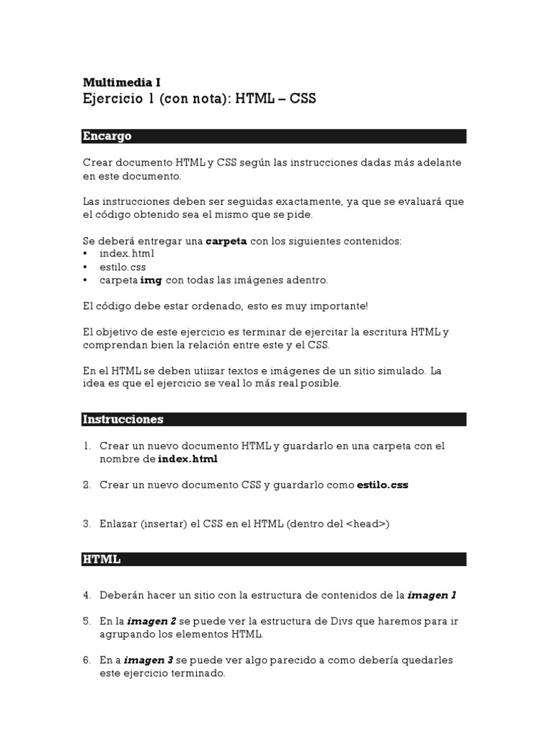 Multimedia 1 Ejercicio1 HTML CSS | PDF | HTML | Hojas de estilo en cascada