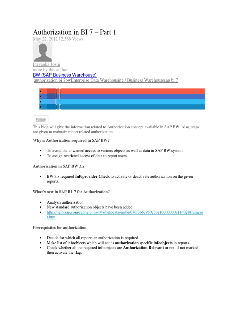 Authorization in BI 7 | PDF | Business Intelligence | Hierarchy