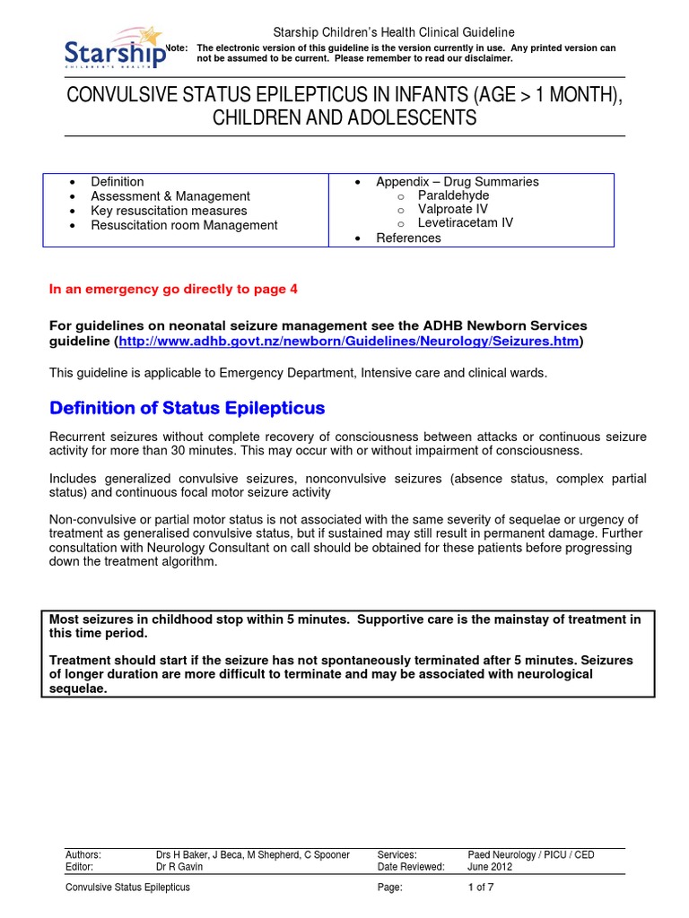 Pediatric Status Epilepticus CPG | PDF | Midazolam | Hypoglycemia