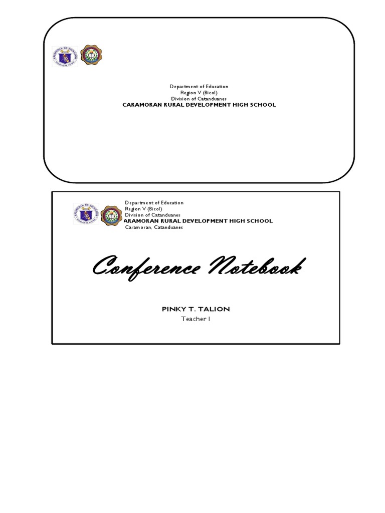 Conference Notebook: Department of Education Region V (Bicol) Division ...