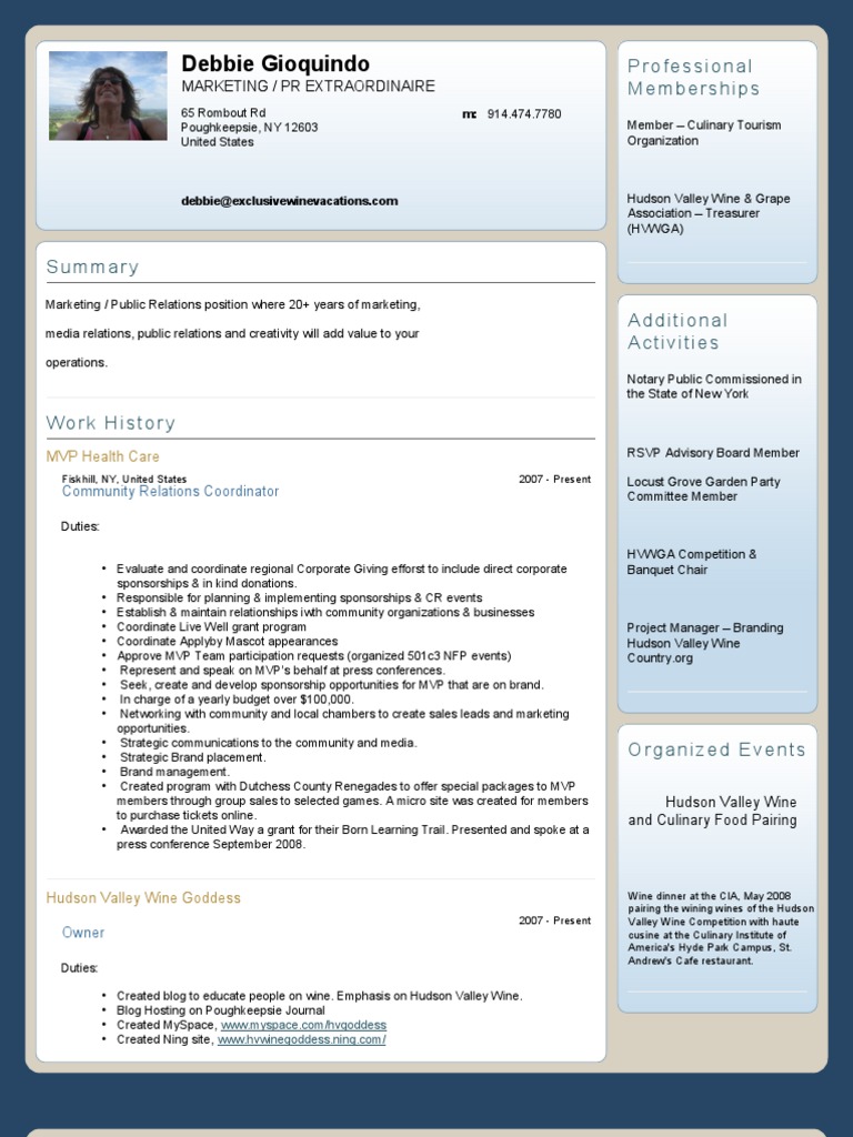 Debbie Gioquindo - Resume | Download Free PDF | Public Relations ...