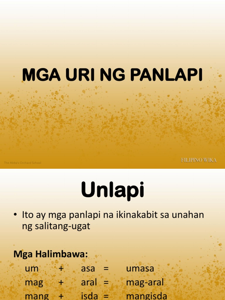 Mga Uri Ng Panlapi_PPT