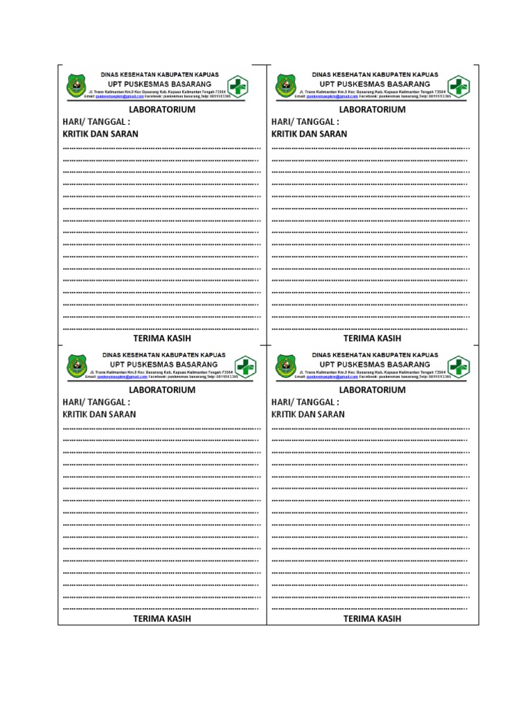 Lembar Kritik Dan Saran | PDF