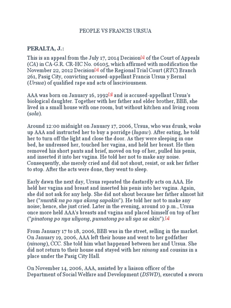 People Vs Francis Ursua | PDF | Crime & Violence | Crime Thriller