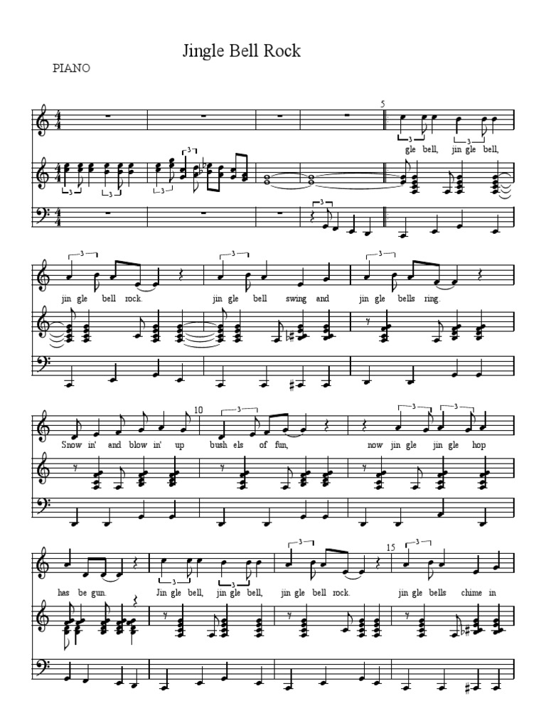 Jingle Bell Rock Piano Sheet Music | PDF | Percussion Instruments ...