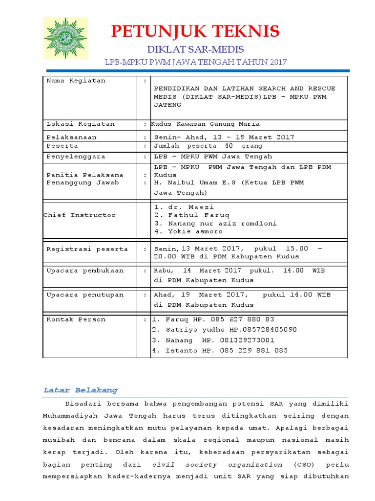 Juknis Sar Medis MDMC | PDF