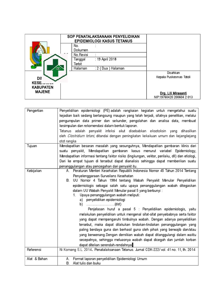 Penyelidikan Epidemiologi Tetanus | PDF | Pengembangan Diri | Kesehatan ...