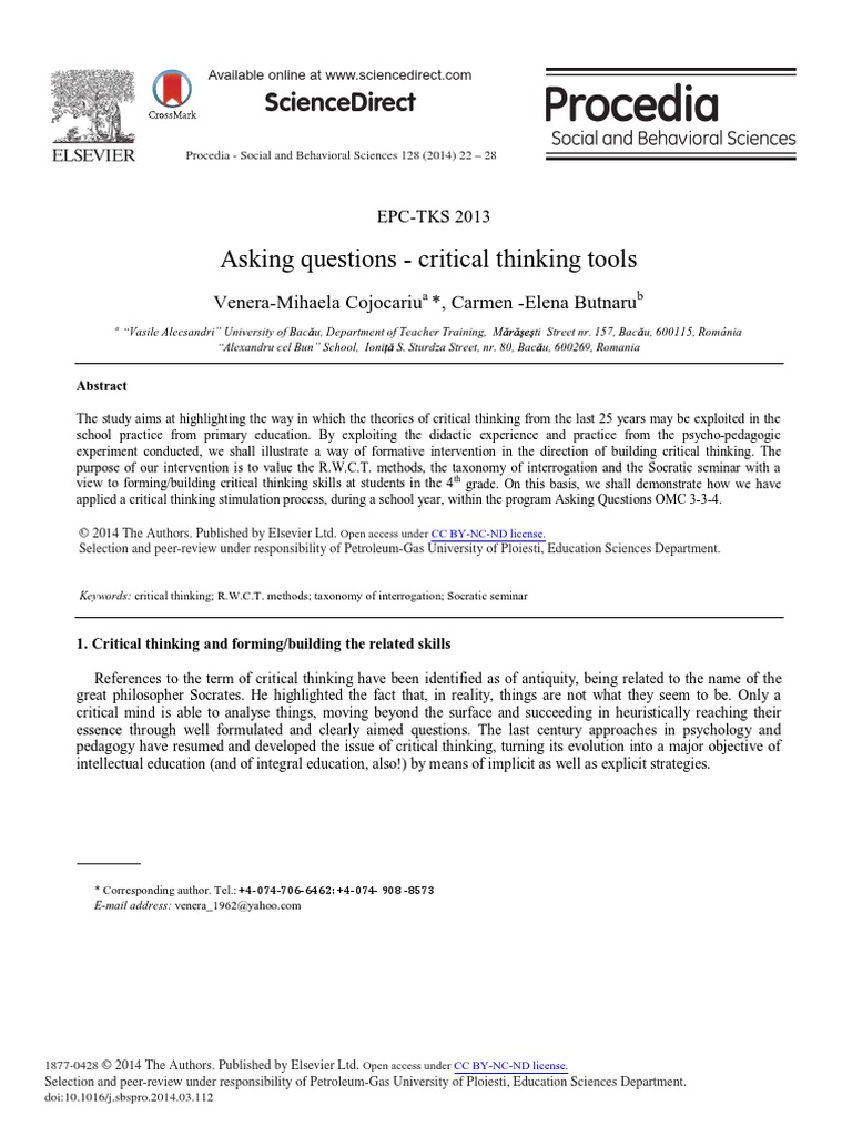 Asking Question Critical Thinking Tool | PDF | Critical Thinking ...