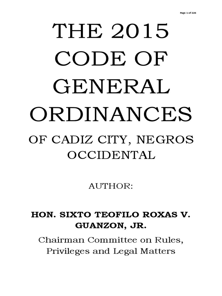 Omnibus City Ordinances of Cadiz City | PDF | Nature | Business