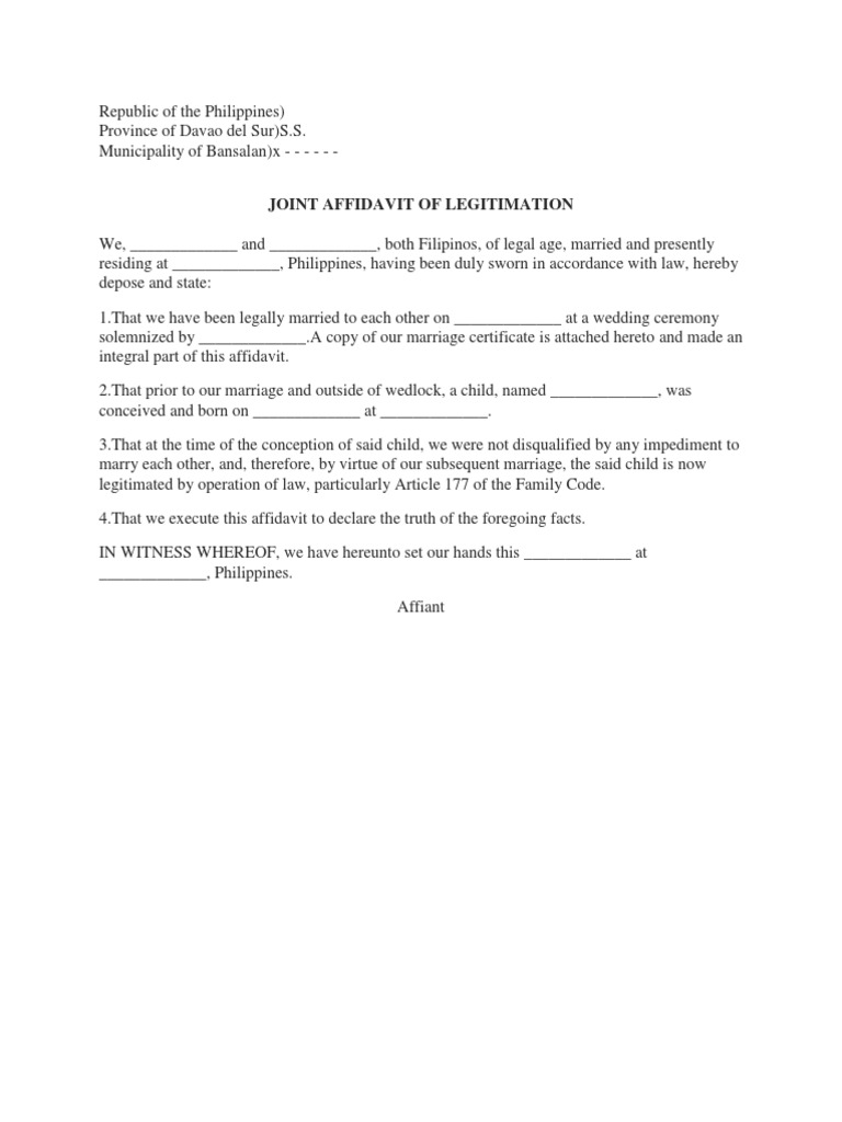 Affidavit of Legitimation | PDF