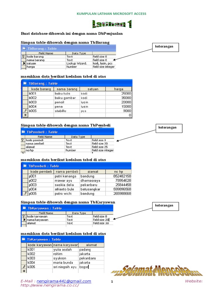 Latihan Praktek MS Access | PDF