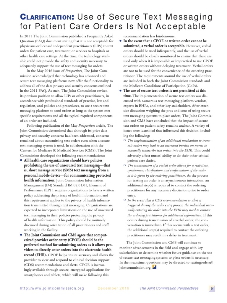 JC Perspectives 2016 Dec Clarification - Texting - Orders | PDF ...