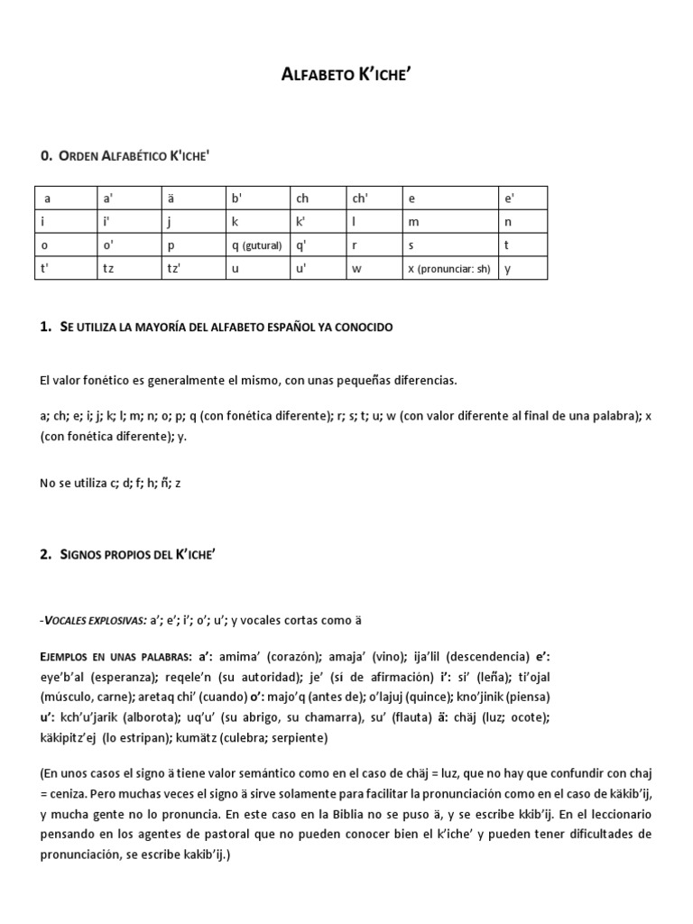 Alfabeto en Idioma Kiche | PDF | Los símbolos | Idiomas