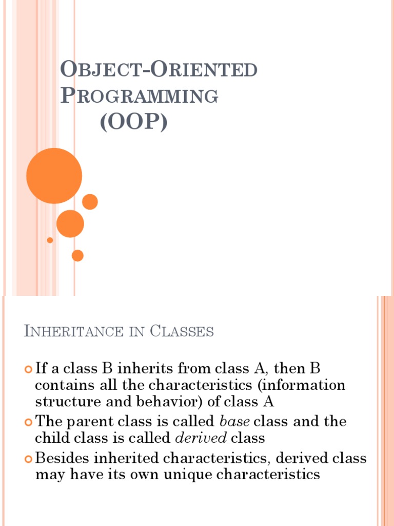 Object Oriented Programming Inharitance | PDF | Class (Computer ...