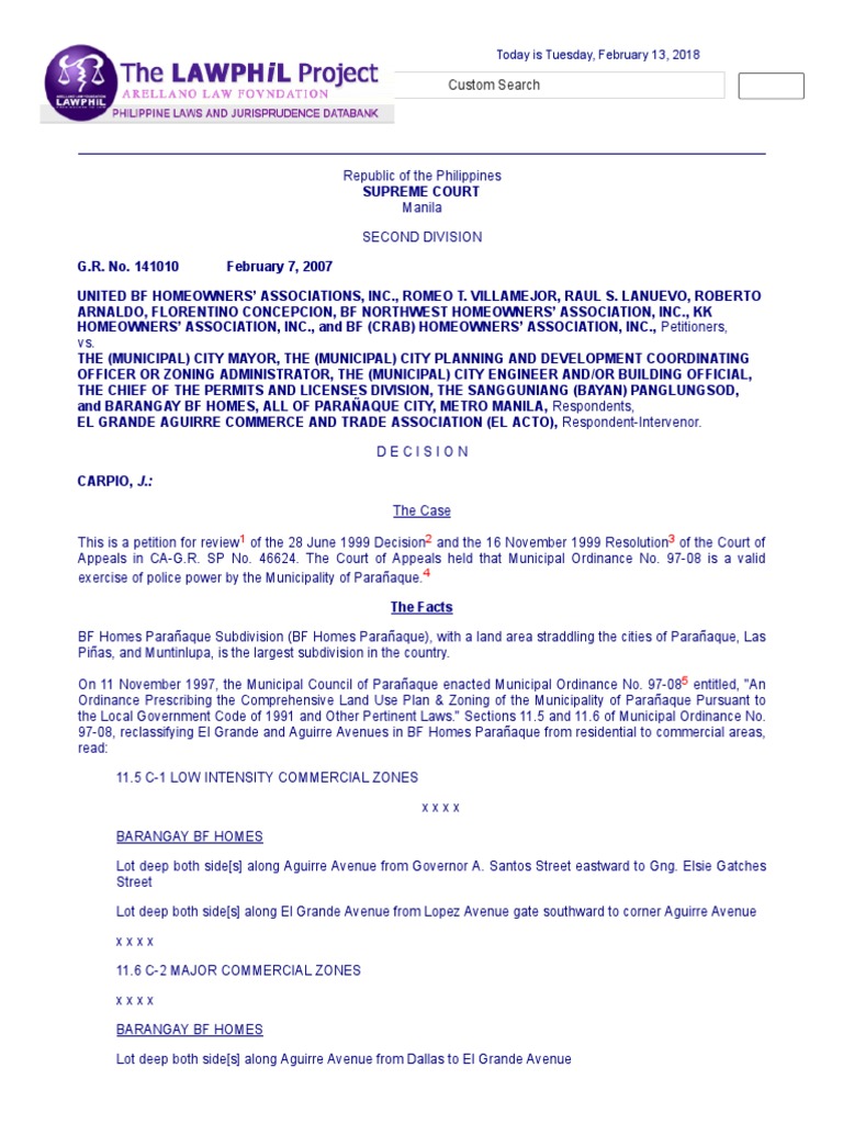 Parañaque Zoning Ordinance Court Decision | PDF | Zoning | Local Government