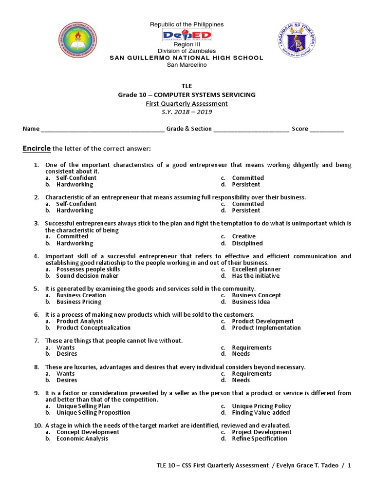ESP 9 Exam - First Grading | PDF | Windows Registry | Booting