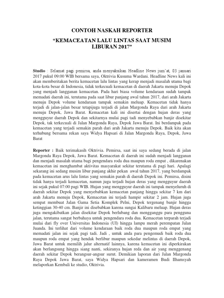 Contoh Teks Reporter Jalan Jalan - Lina Pdf