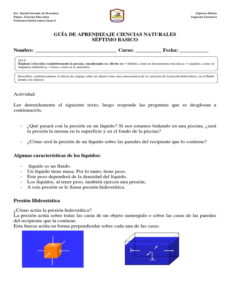Guía de Aprendizaje Flotabilidad | PDF | Densidad | Presión