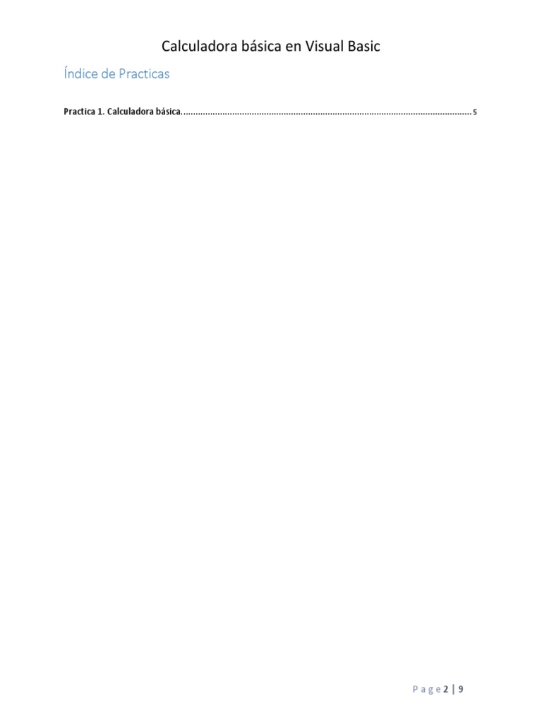 Reporte Guía de Calculadora Básica en Visual Basic | PDF | Calculadora ...
