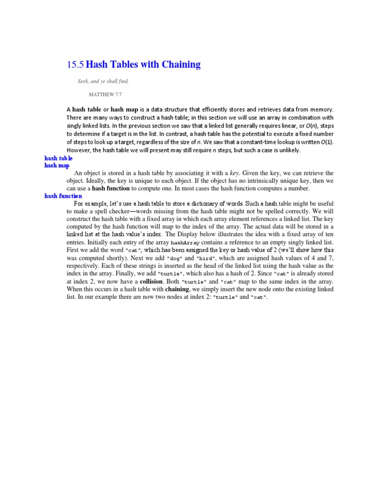Hash Tables With Chaining | PDF | Array Data Structure | Database Index