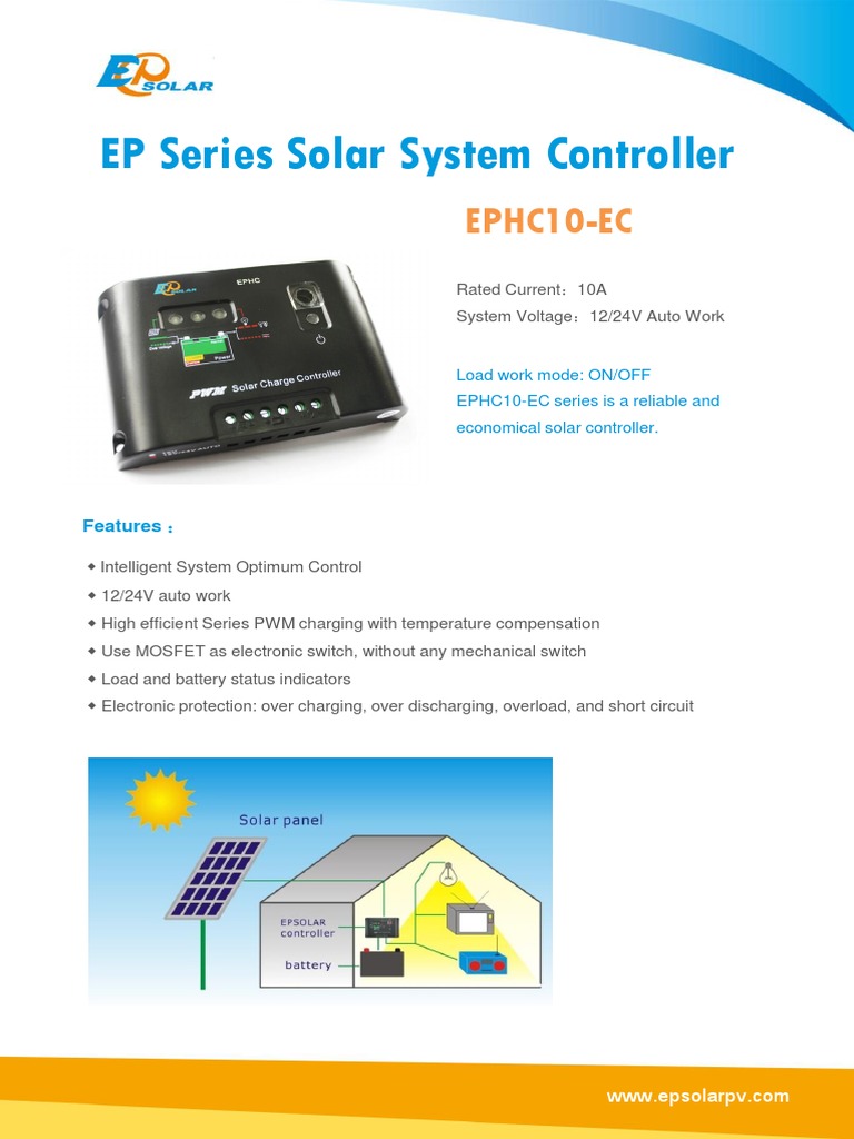 EP Series Solar System Controller: EPHC10-EC | PDF | Switch | Voltage