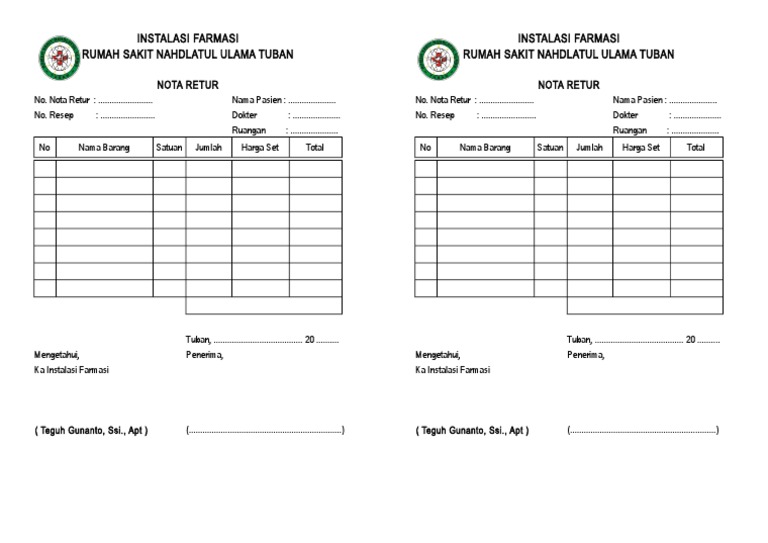 Nota Retur Farmasi | PDF