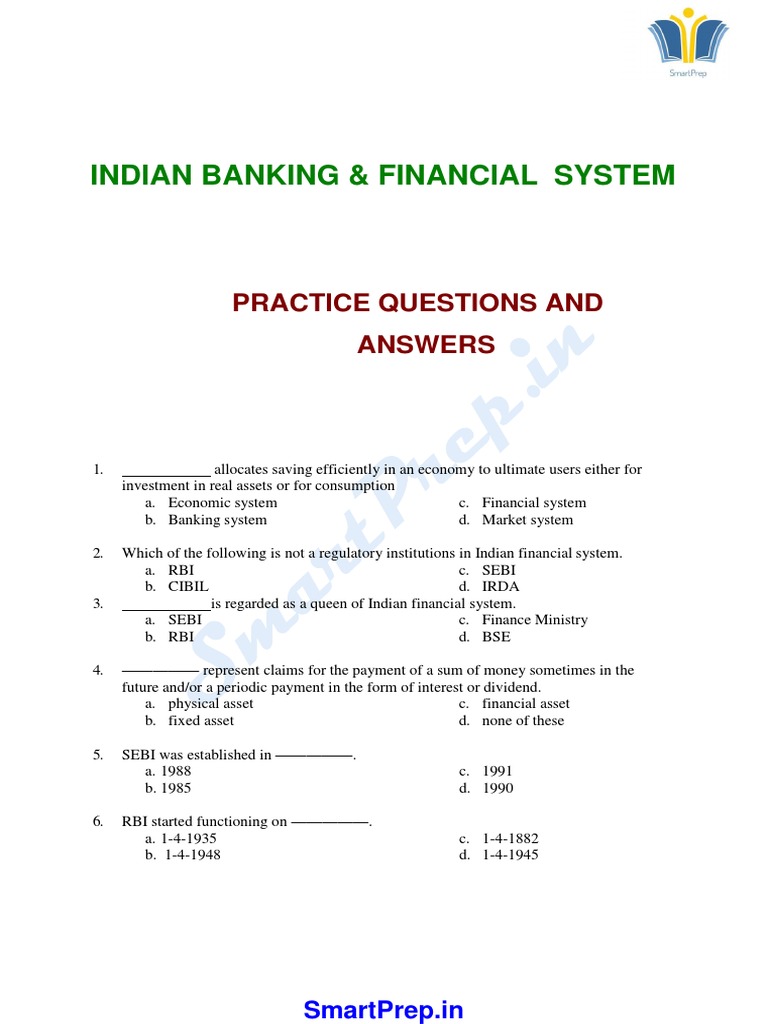 BANKING MCQ | PDF | Financial Markets | Securities (Finance)