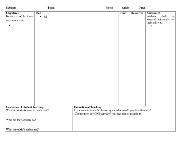 Lesson Plan Evaluation Guide | PDF