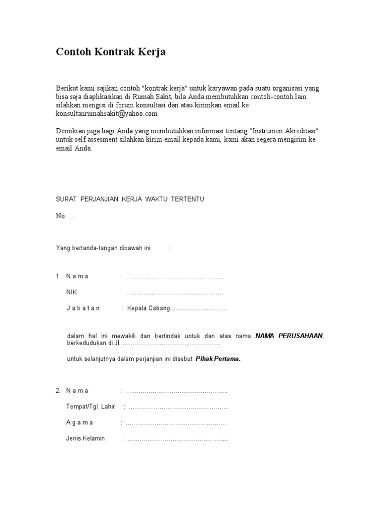 Contoh Kontrak Kerja | PDF