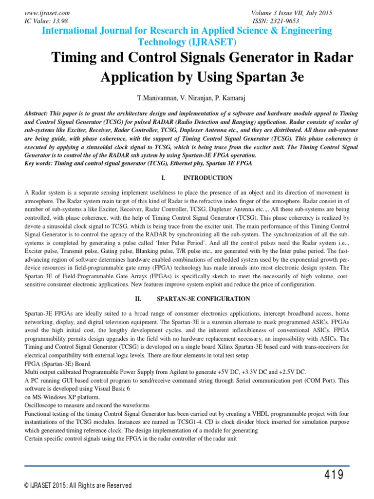 Timing and Control Signal Generator in Radar | PDF | Field Programmable ...