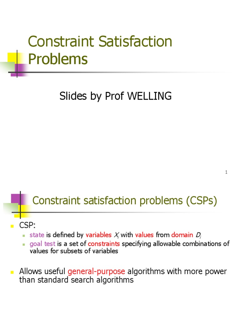 Constraint Satisfaction Problems: Slides by Prof WELLING | PDF | Algorithms And Data Structures ...
