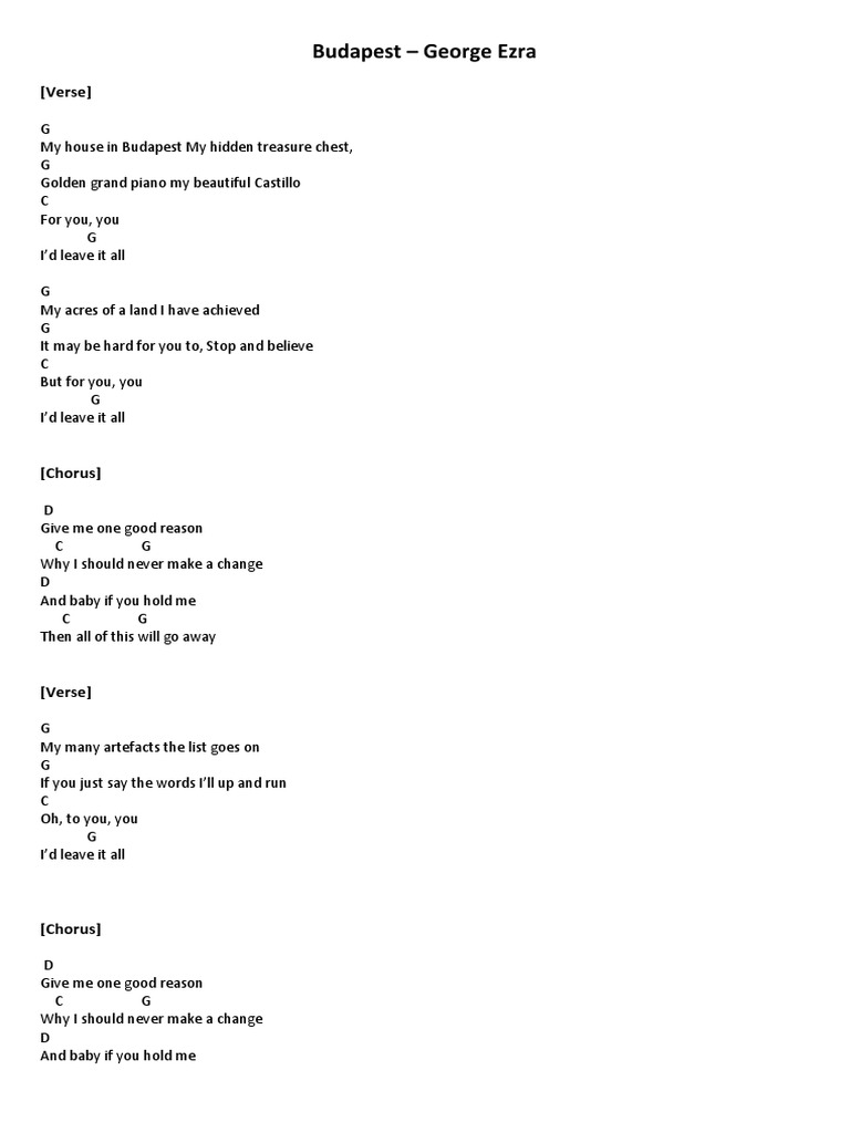 Budapest - George Ezra (Chords & Lyrics) | PDF | Song Structure | Songs