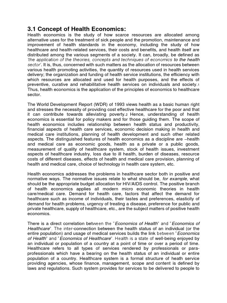 3.1 Concept of Health Economics | PDF | Health Economics | Economics